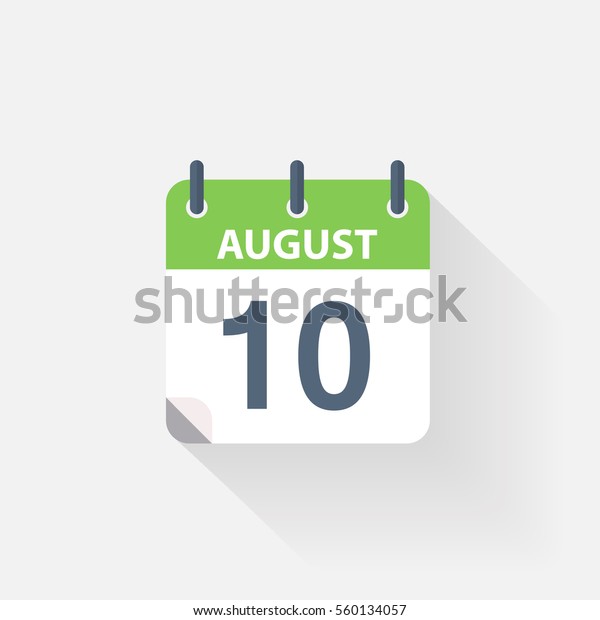 10 August Calendar Icon On Grey: เวกเตอร์สต็อก (ปลอดค่าลิขสิทธิ์ ...