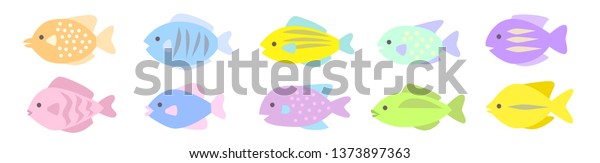 10 Colorful Cute Fish Vector Stock Vector (Royalty Free) 1373897363 ...