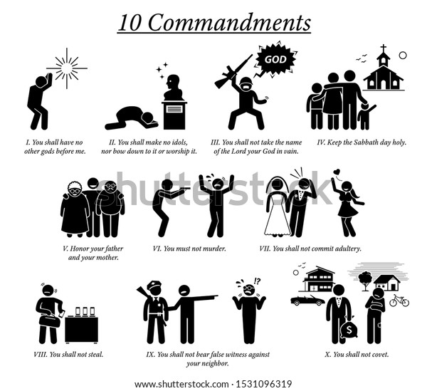 10 Commandment Icons Pictogram Illustration Depict Stock Vector ...