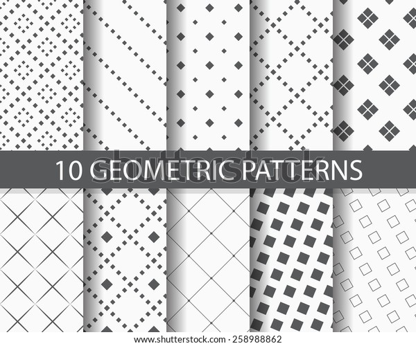 10 Different Square Patterns Pattern Swatches Stock Vector (Royalty ...