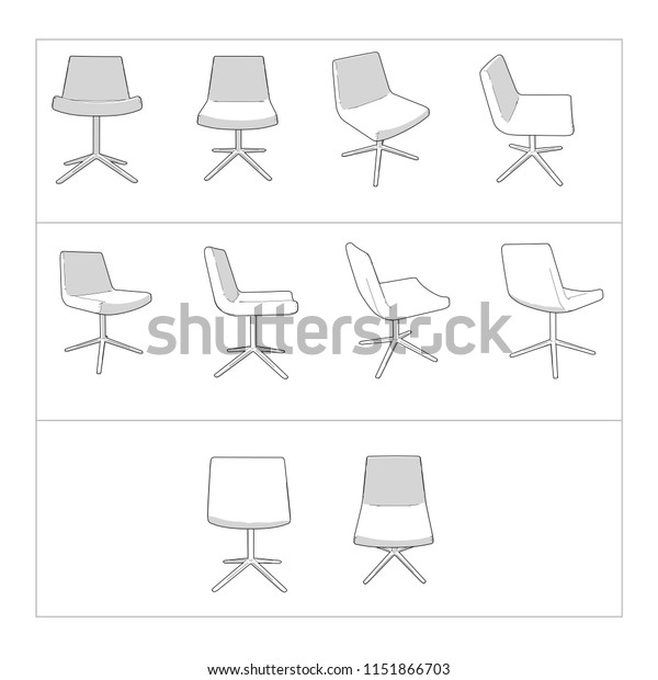 10 Different Views of a Chair Perspective Perspective Angles Line Art