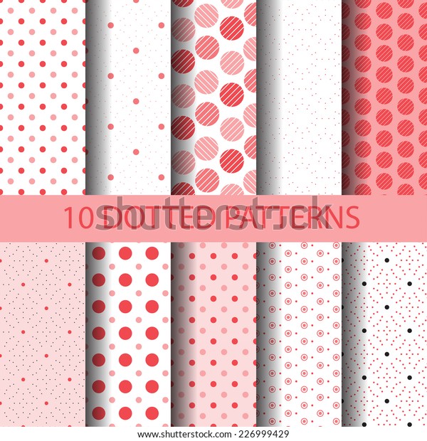 10 Dotted Seamless Patterns Pattern Swatches Stock Vector Royalty Free