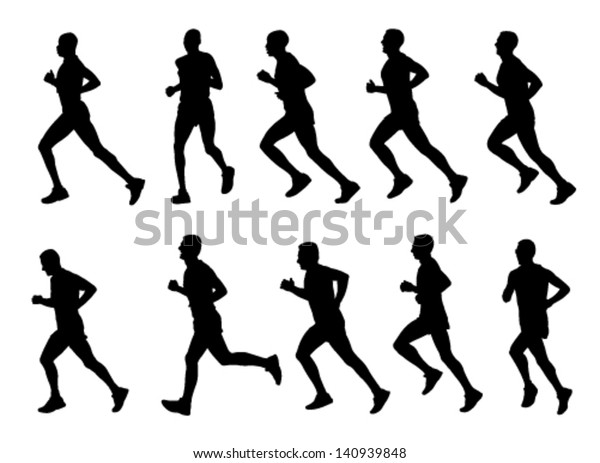 10 High Quality Marathon Runners Silhouettes Stock Vector (Royalty Free ...