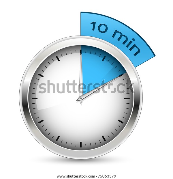 10 Minutes Timer Office Clock Blue Stock Vector (Royalty Free) 75063379