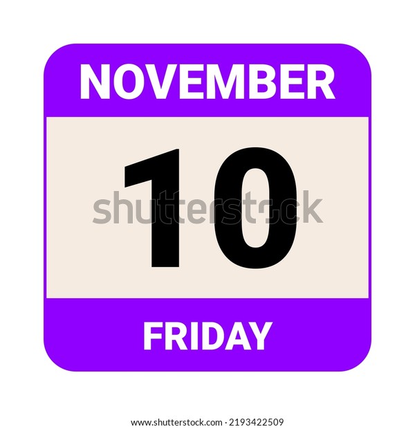 10 November Friday Date Template Useful Stock Vector (Royalty Free ...