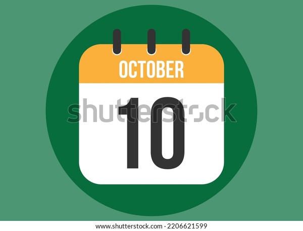 10 October Green Calendar Vector Calendar Stock Vector (Royalty Free ...