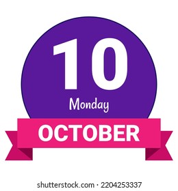 10 October Monday Date Template Useful Stock Vector (Royalty Free ...