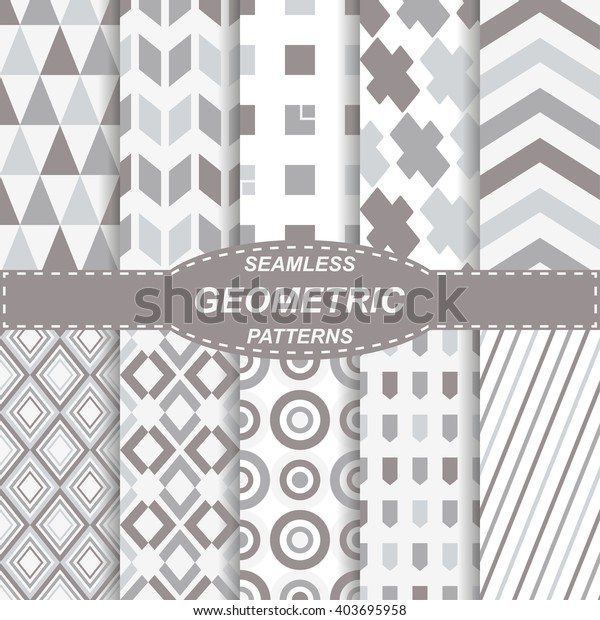 10 Seamless Geometric Vector Patterns Grey Stock Vector (Royalty Free ...