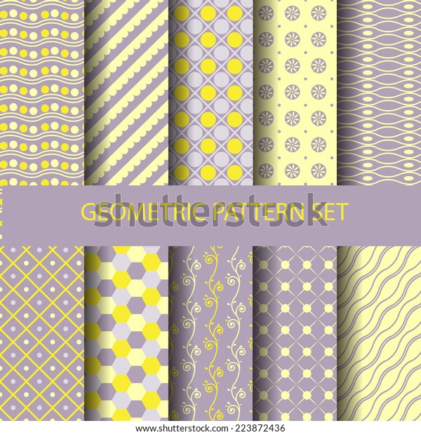 10 Soft Yellow Purple Geometric Seamless Stock Vector (Royalty Free ...