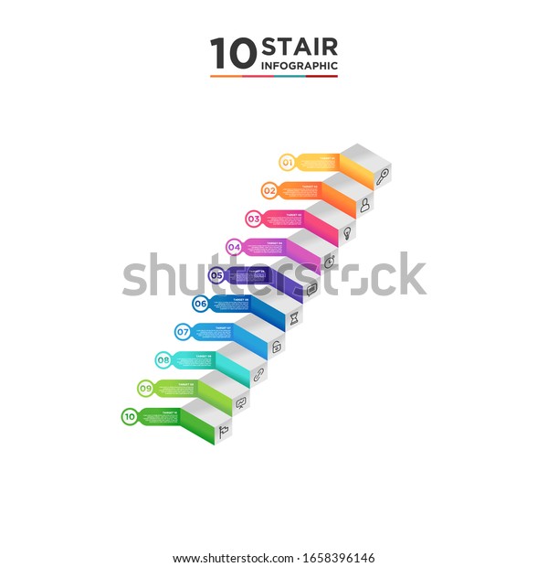 10 Stair Step Timeline Infographic Element Stock Vector (Royalty Free ...