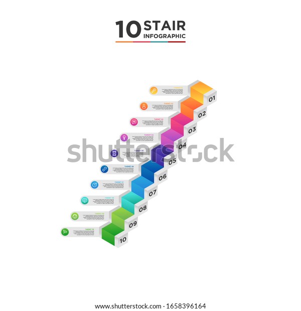 10 Stair Step Timeline Infographic Element Stock Vector (Royalty Free ...