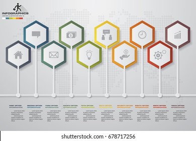 10 Steps Infographics Element Timeline Template Stock Vector (Royalty ...