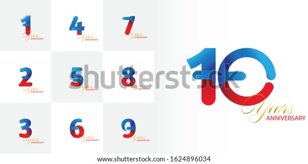 10 Year Anniversary Set 1 2 Stock Vector (Royalty Free) 1624896034 ...