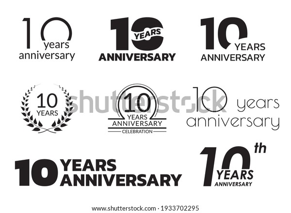 10 Years Anniversary Icon Logo Set Stock Vector (Royalty Free ...