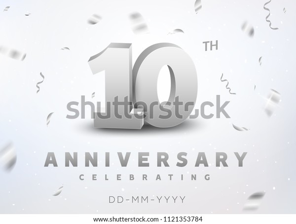 10 Years Silver Number Anniversary Celebration Stock Vector (Royalty ...