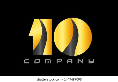 10 Yellow Black Number Logo Design Stock Vector (Royalty Free ...