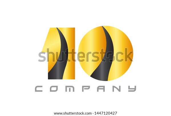 10 Yellow Black Number Logo Design Stock Vector (Royalty Free ...