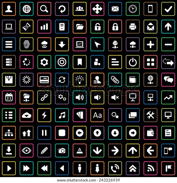 100 App Icons Big Universal Set Stock Vector (Royalty Free) 243226939 ...