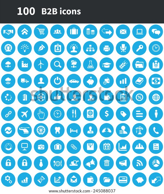 100 B2b Icons Blue Circle Background Stock Vector (Royalty Free ...