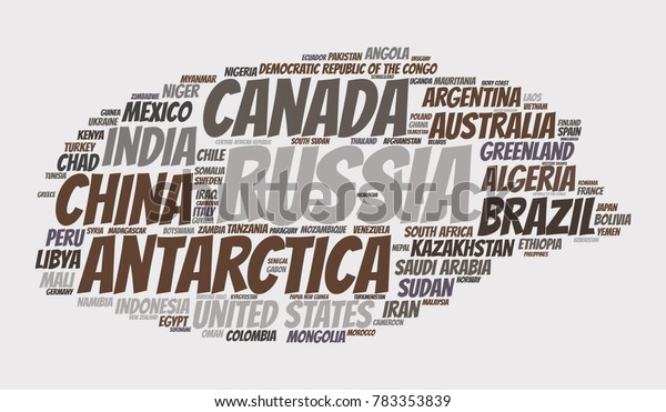 100 Biggest Countries Word Cloud Collage 스톡 벡터(로열티 프리) 783353839 ...