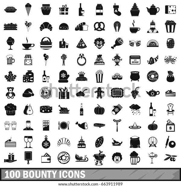 100 Bounty Icons Set Simple Style Stock Vector (Royalty Free) 663911989 ...