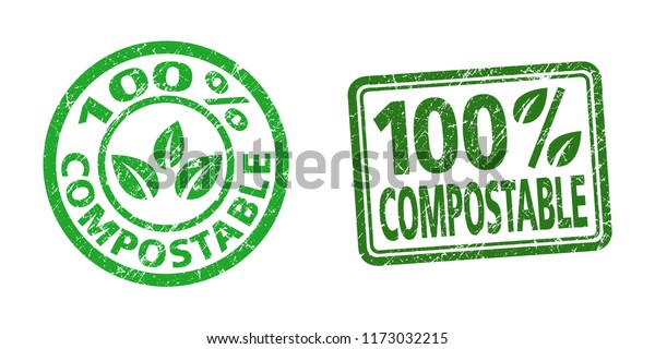 100 Compostable Stamps Grunge Texture Stock Vector (Royalty Free ...
