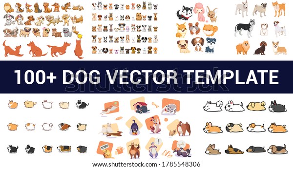 100 Dogs Vector Collection Vector Illustration Stock Vector (Royalty ...
