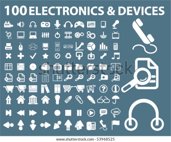 100 Electronics Devices Signs Vector Stock Vector (Royalty Free ...