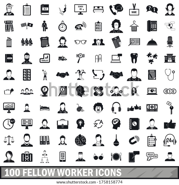 100 Fellow Worker Icons Set Simple Stock Vector (Royalty Free ...