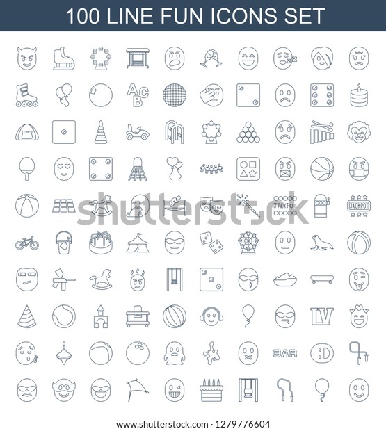 100 Fun Icons Trendy Fun Icons Stock Vector (Royalty Free) 1279776604 ...