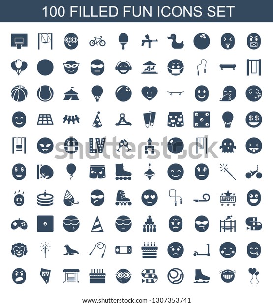 100 Fun Icons Trendy Fun Icons Stock Vector (Royalty Free) 1307353741 ...
