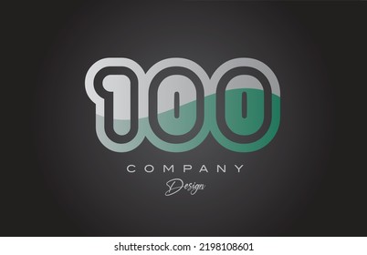 100 Green Grey Number Logo Icon Stock Vector (Royalty Free) 2198108601 ...