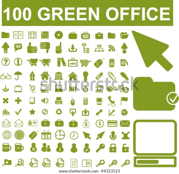 100 Green Office Icons Vector Stock Vector (Royalty Free) 94323523 ...