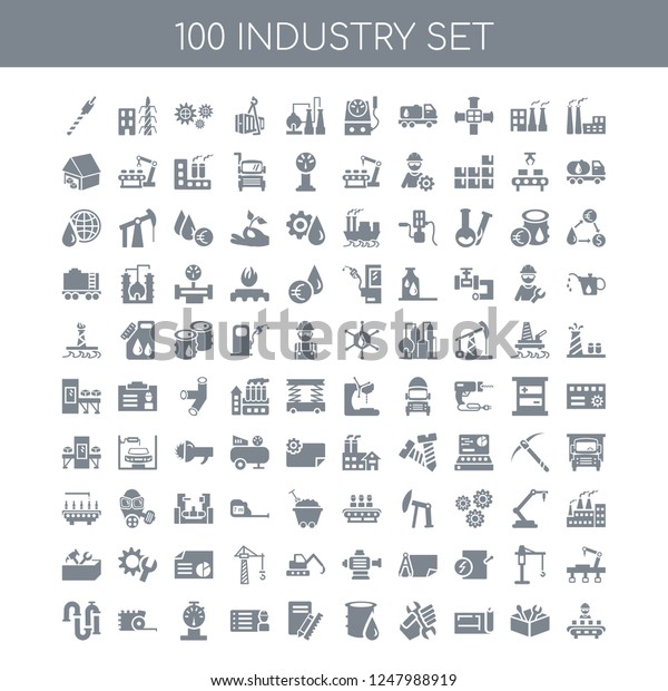 100 Industry Universal Icons Pack Factory Stock Vector (Royalty Free ...