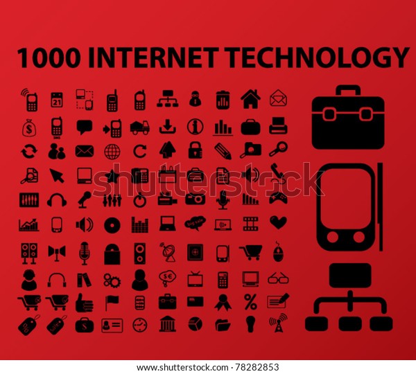 100 Internet Technology Icons Signs Vector Stock Vector (Royalty Free ...