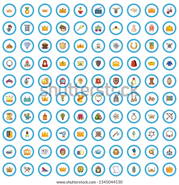 100 Kingdom Icons Set Cartoon Illustration: เวกเตอร์สต็อก (ปลอดค่า ...