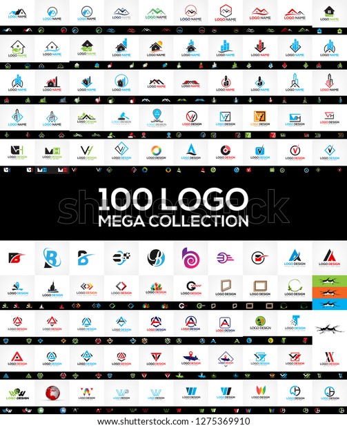 100 Logo Templates Set Stock Vector (Royalty Free) 1275369910 ...