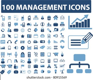 100 Management Icons Signs Vector Illustration Stock Vector (Royalty ...
