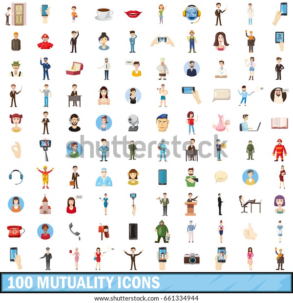 100 Mutuality Icons Set Cartoon Style Stock Vector (Royalty Free ...