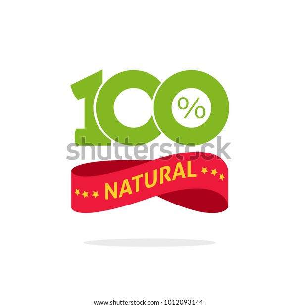 100 Natural Vector Green Red Label Stock Vector (Royalty Free) 1012093144