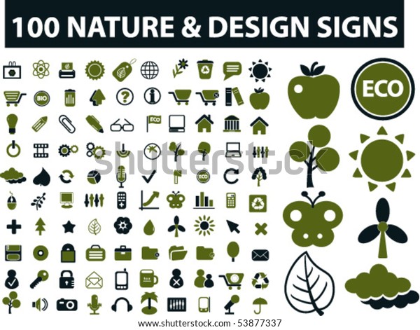 100 Nature Design Signs Vector Stock Vector (Royalty Free) 53877337 ...