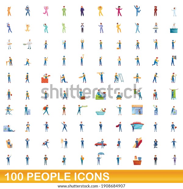 Juego de iconos de 100 personas.: vector de stock (libre de regalías ...