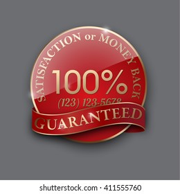 100 Percent Satisfaction Customer Guaranteed Badge Stock Vector ...