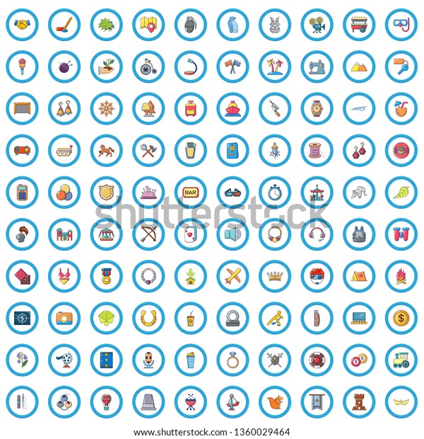 100 Predilection Icons Set Cartoon Illustration Stock Vector (Royalty ...