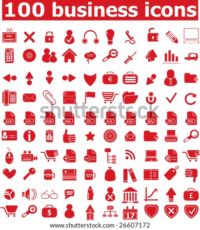 100 Red Business Icon Set Vol Stock Vector (Royalty Free) 26607172 ...