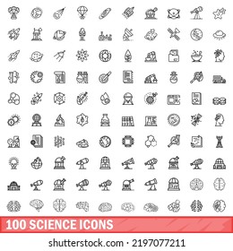 100 Science Icons Set Outline Illustration Stock Vector (Royalty Free ...