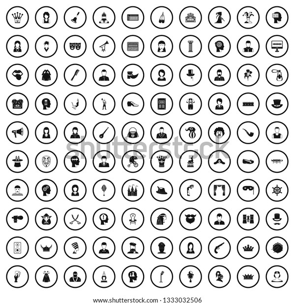 100 Stage Actor Icons Set Simple Stock Vector (Royalty Free) 1333032506 ...