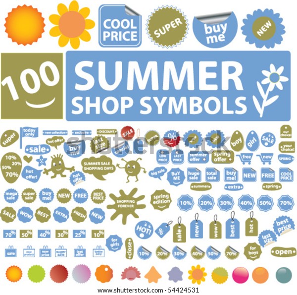 100 Summer Shop Symbols Vector Stock Vector (Royalty Free) 54424531 ...