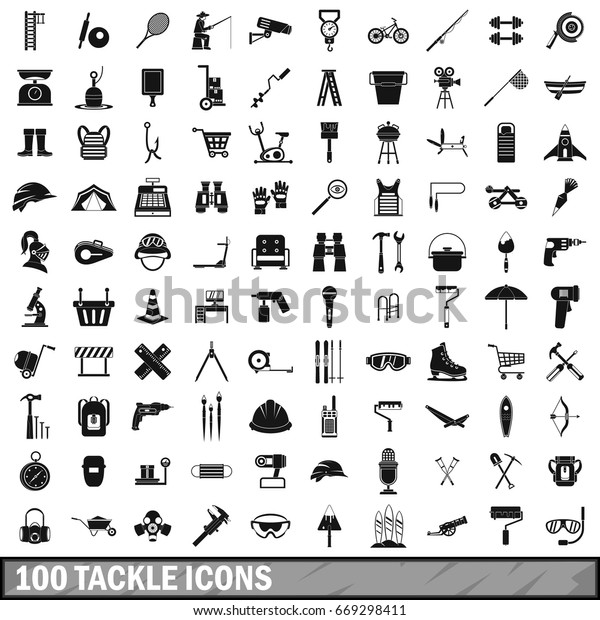 100 Tackle Icons Set Simple Style Stock Vector (Royalty Free) 669298411 ...