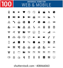 100 Universal Icon Set Web Mobile Stock Vector (Royalty Free) 408466063